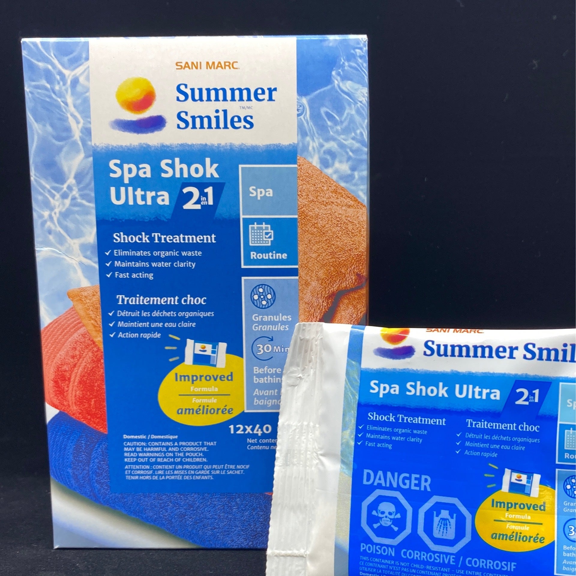 SUMMER SMILES SPA SHOK ULTRA 2 IN 1 (12 PAK of 40 gram pouches)